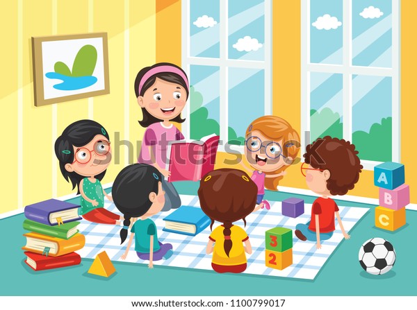Vector Illustration Preschool Children Stock Vector (Royalty Free ...