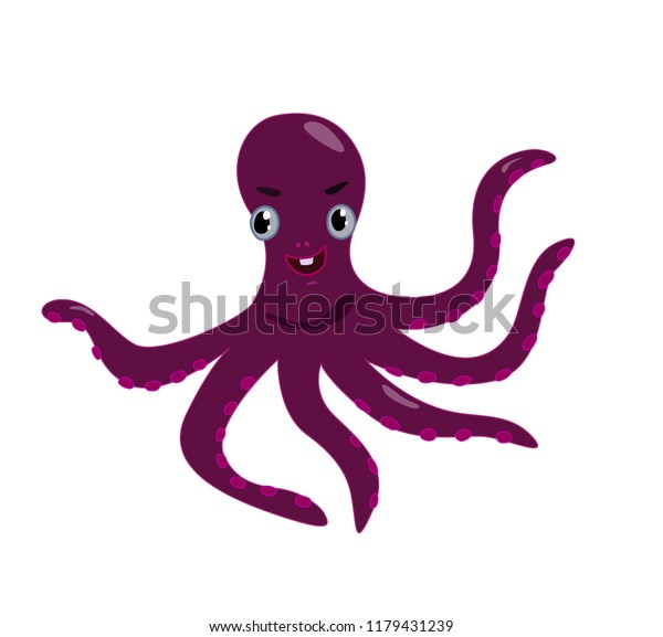 Vector Illustration Pretty Cartoon Octopus Isolated Stock Vector ...