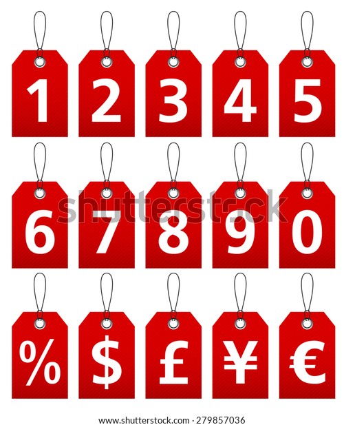 Vector Illustration Price Tags Numbers Stock Vector (Royalty Free ...
