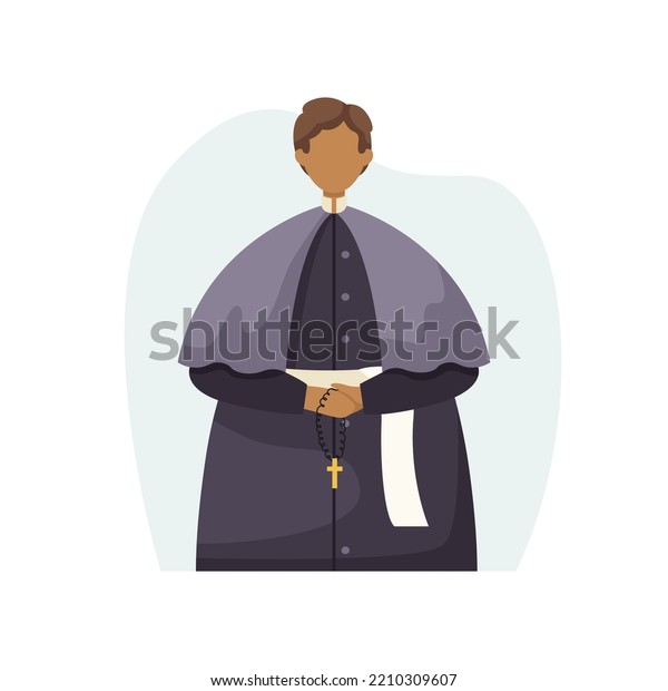Vector Illustration Priest Cassock Rosary His Stock Vector (Royalty ...