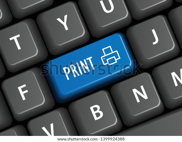Vector Illustration Print Key On Keyboard Stock Vector (Royalty Free ...