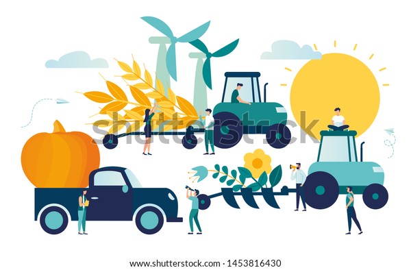Vector Illustration Process Harvesting Crops On Stok Vektör (Telifsiz ...