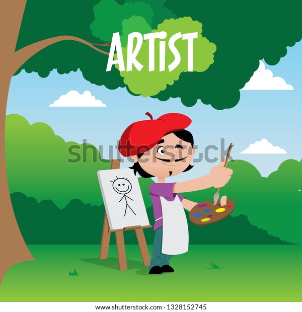 Vector Illustration Professional Man Artist Stock Vector (Royalty Free ...