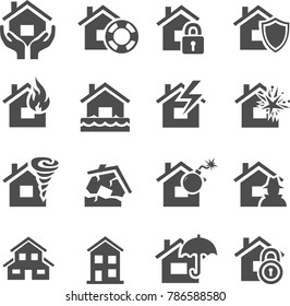Property Insurance Icon Set Vector Illustration Stock Vector (Royalty ...