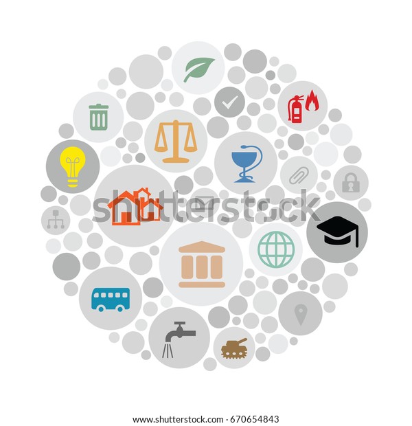 Vector Illustration Public Service Icons Managing Stock Vector (Royalty ...