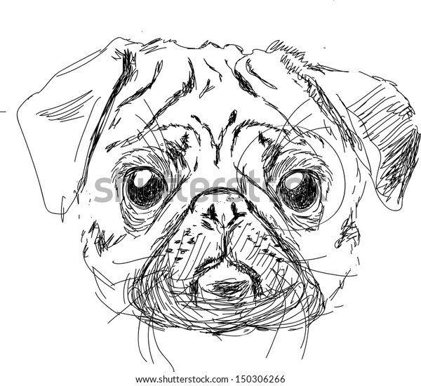 Vector Illustration Pug Dog Head Isolated Stock Vector (Royalty Free ...