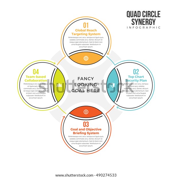 Vector Illustration Quad Circle Synergy Infographic Stock Vector ...