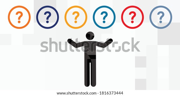Vector Illustration Question Marks Person Deciding Stock Vector ...