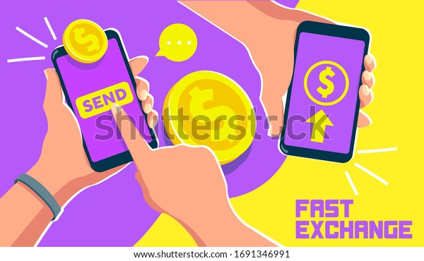 Vector Illustration Quick Exchange Picture Two Stock Vector (Royalty ...