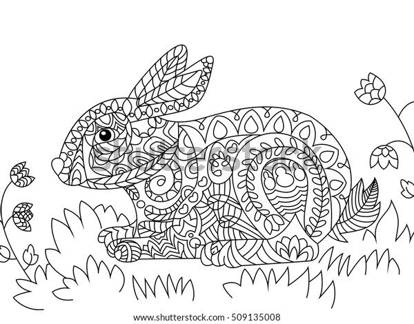 Vector Illustration Rabbit Zentangle Ethcnic Style Stock Vector ...