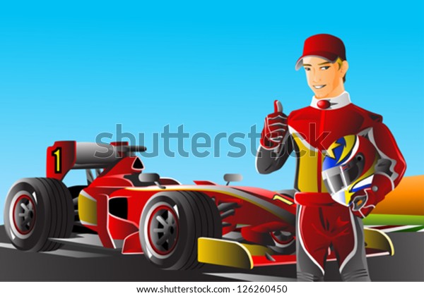 Vector Illustration Race Car Driver Front Stock Vector (Royalty Free ...