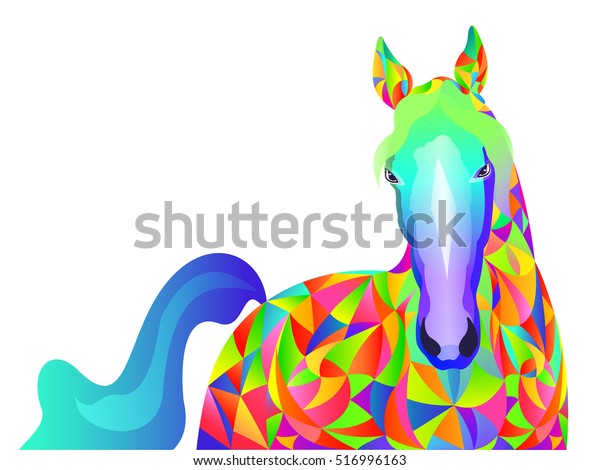 Vector Illustration Rainbow Colored Horse Your Stock Vector (Royalty ...