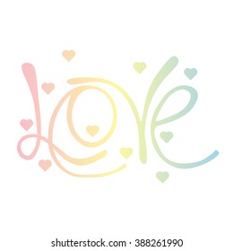 Vector Illustration Rainbow Love Word Hearts Stock Vector (Royalty Free ...