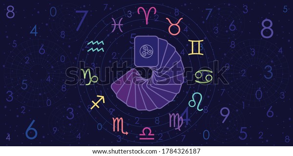 Vector Illustration Rainbow Zodiac Horoscope Numerology Stock Vector ...