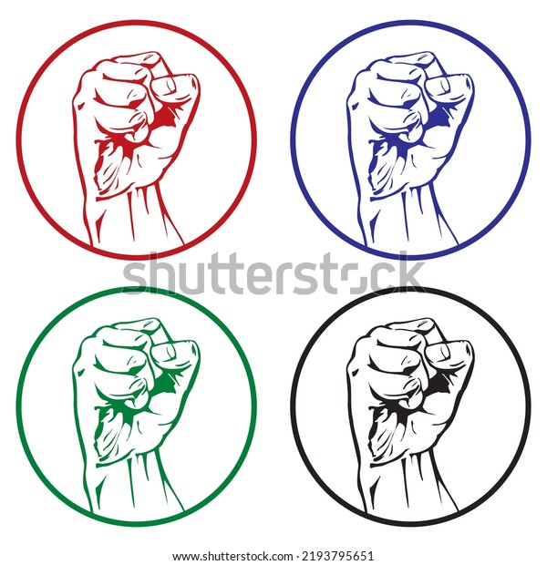 Vector Illustration Raised Hand Clenched Fist Stock Vector (Royalty ...