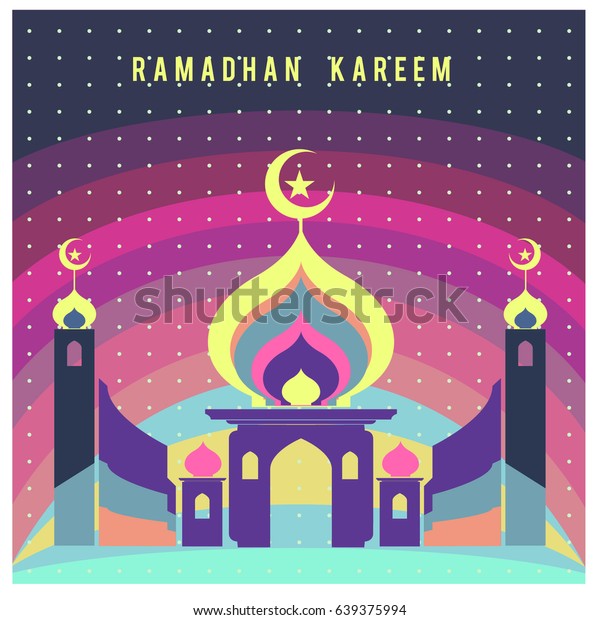 Vector Illustration Ramadan Colorful Elements Mosque Stock Vector ...