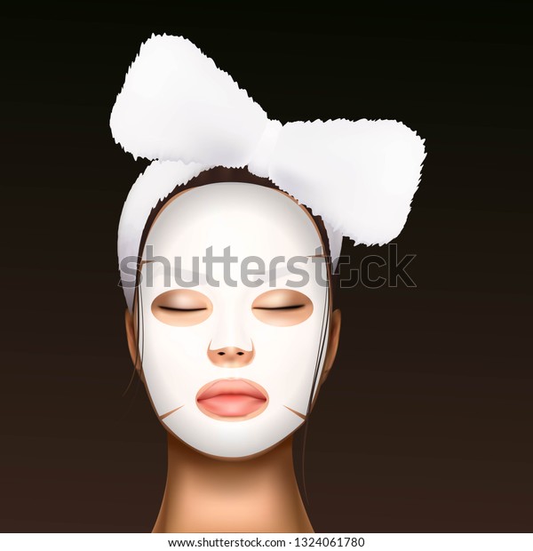 Vector Illustration Realistic Face Young Beautiful Stock Vector ...