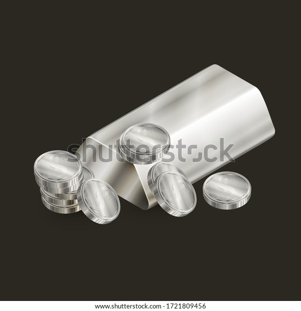 Vector Illustration Realistic Silver Bar Coins Stock Vector (Royalty ...