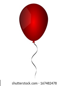 Vector Illustration Red Balloon Ribbon Isolated Stock Vector (Royalty ...