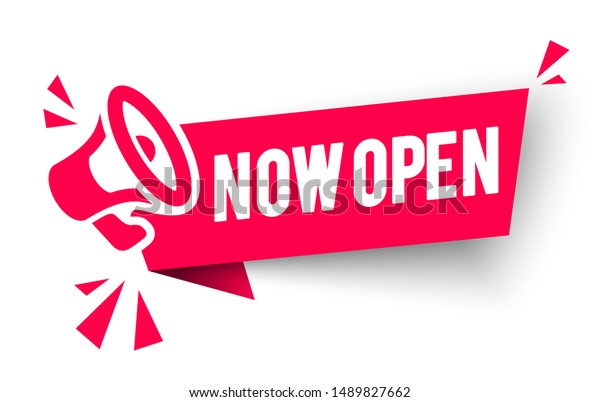 Vector Illustration Red Banner Now Open Stock Vector (Royalty Free ...