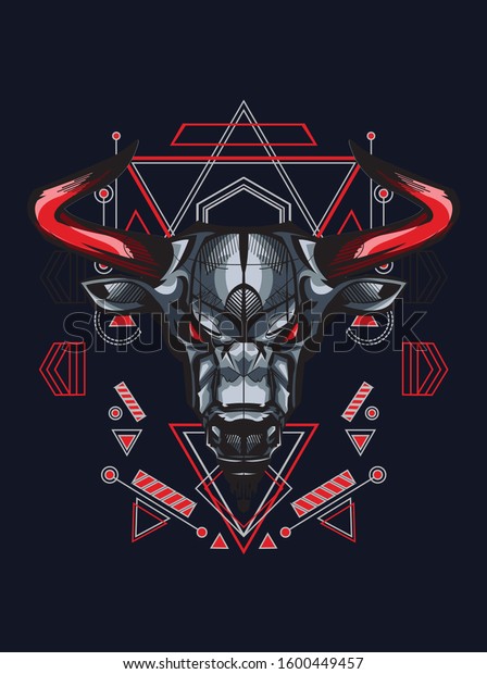 Vector Illustration Red Bull Buffalo Taurus Stock Vector (Royalty Free ...
