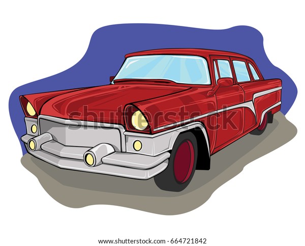 Vector Illustration Red Car Cartoon Stock Vector (Royalty Free ...