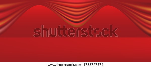 Vector Illustration Red Curtain Red Banner Stock Vector (Royalty Free ...