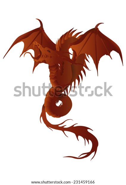 Vector Illustration Red Dragon Fiery Effects Stock Vector (Royalty Free ...