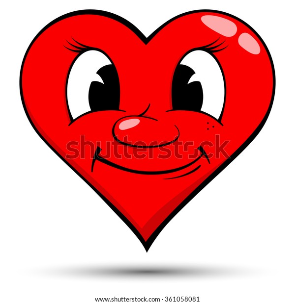 Vector Illustration Red Heart Smile Love Stock Vector (Royalty Free ...