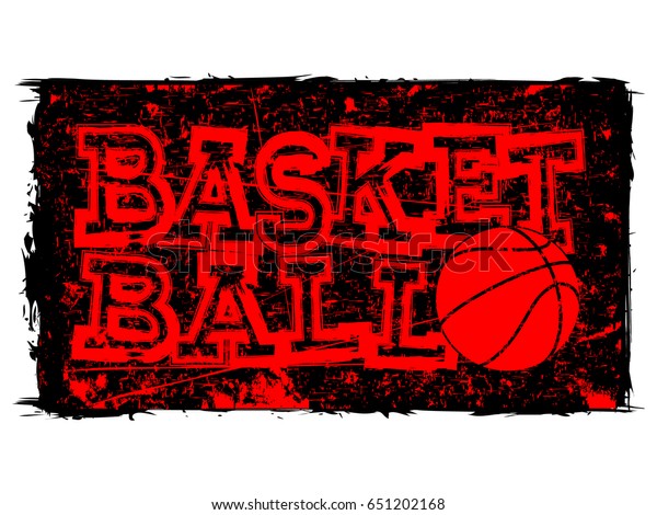 Vector Illustration Red Inscription Basketball Basketball Stock Vector ...
