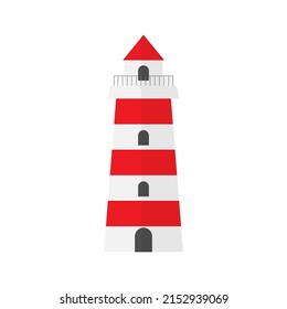 Vector Illustration Red Lighthouse Isolated On Stock Vector (Royalty ...
