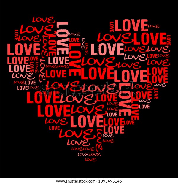 Vector Illustration Red Love Word Cloud Stock Vector (Royalty Free ...