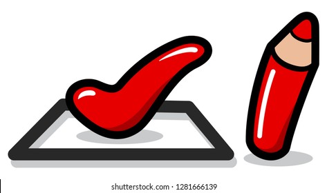 Vector Illustration Red Pencil Check Box Stock Vector (Royalty Free ...