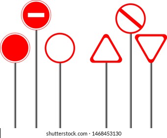 Vector Illustration Red Road Signs Isolated Stock Vector (Royalty Free ...