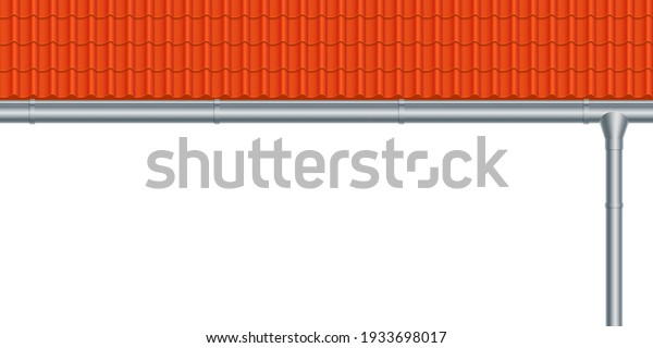 Vector Illustration Red Roof Tile Metal Stock Vector (Royalty Free ...