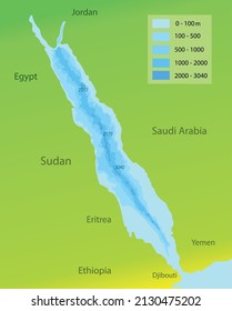 Vector Illustration Red Sea Map Stock Vector (Royalty Free) 2130475202