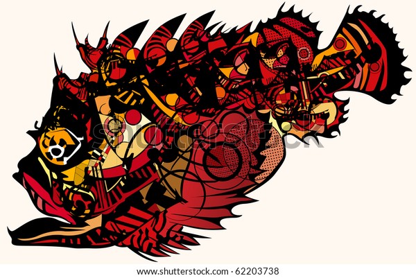 Vector Illustration Red Stone Fish Stock Vector (Royalty Free) 62203738