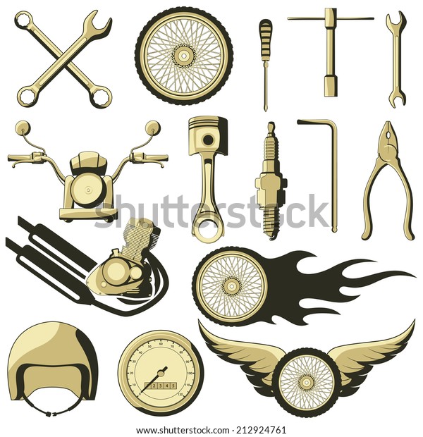 Vector Illustration Retro Motor Parts Stock Vector (Royalty Free) 212924761