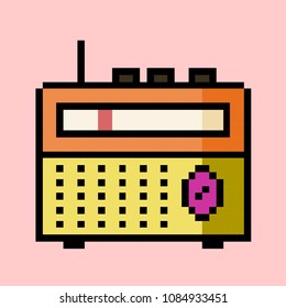 Vector Illustration Retro Radio Pixel Art Stock Vector (Royalty Free ...
