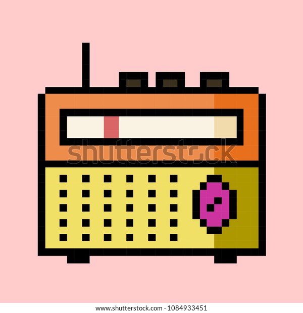 Vector Illustration Retro Radio Pixel Art Stock Vector (Royalty Free ...