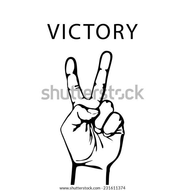 Vector Illustration Retro Style Hand Victory Stock Vector (Royalty Free ...