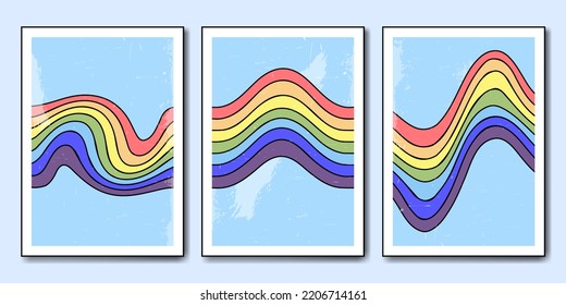 Vector Illustration Retro Style Rainbow Posters Stock Vector (Royalty ...