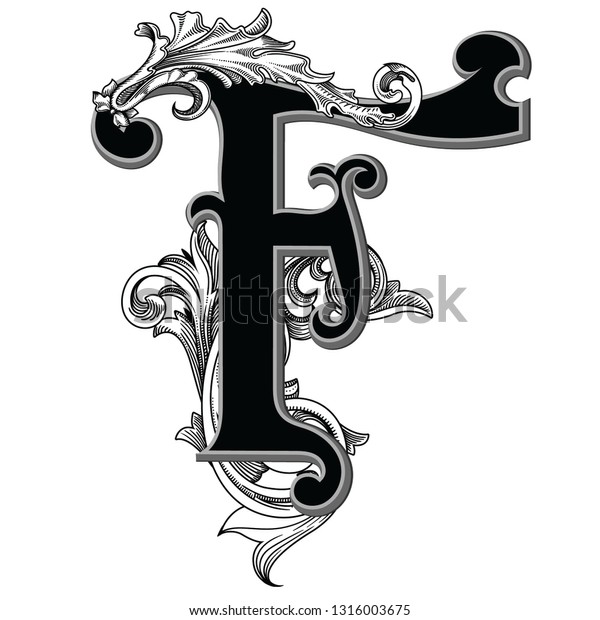 Vector Illustration Retro Uppercase Ancient Letter Stock Vector ...