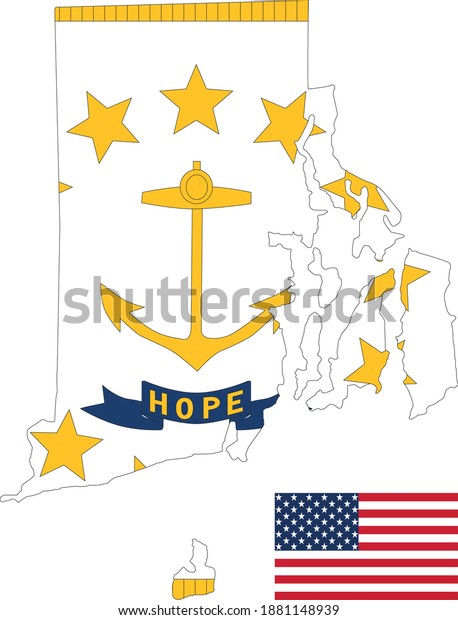 Vector Illustration Rhode Island Map Flag Stock Vector (Royalty Free ...