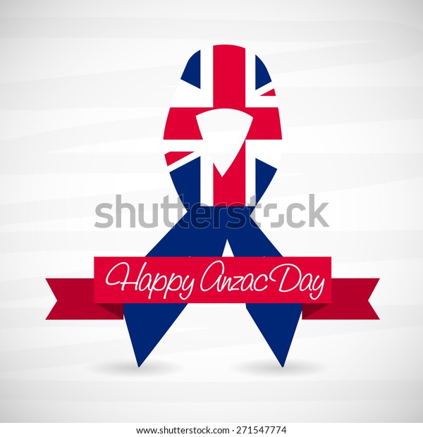Vector Illustration Ribbon Happy Anzac Day Stock Vector (Royalty Free ...