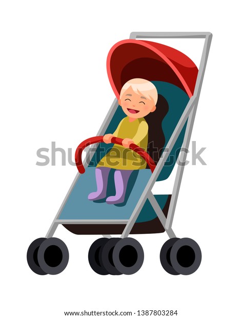 Vector Illustration Riding Toddlers Prams Cartoon Stock Vector (Royalty ...