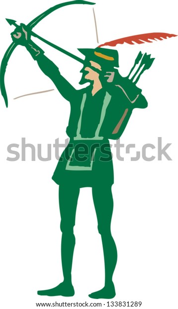 Vector Illustration Robin Hood Shooting Arrow: Stock-Vektorgrafik ...