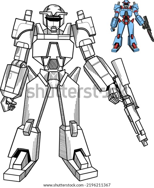 Vector Illustration Robot Cartoon Coloring Book Stock Vector (Royalty ...
