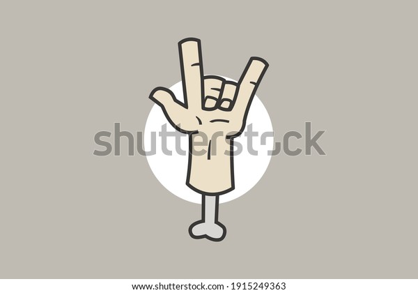 Vector Illustration Rock Hand Logo Bone Stock Vector (Royalty Free ...