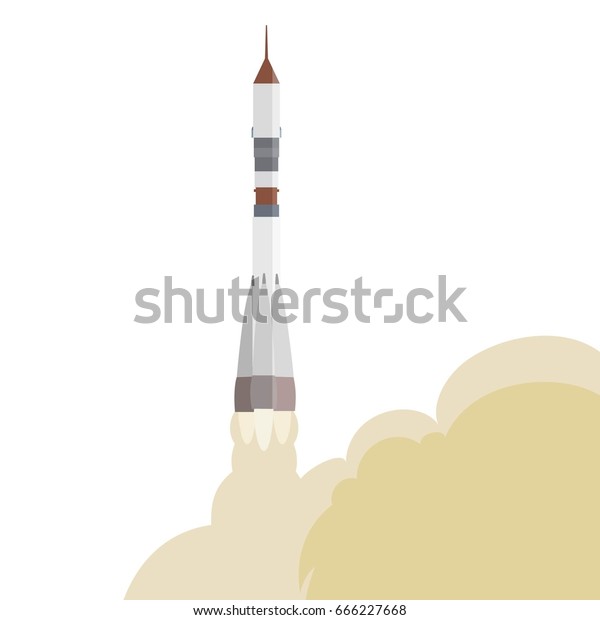 Vector Illustration Rocket Blasting Off Stock Vector (Royalty Free ...